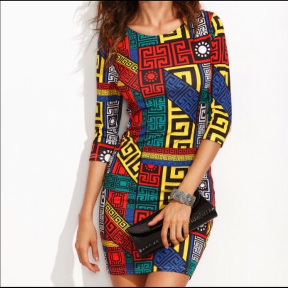 Dresses | Greek Tribal Key Print Sheath Dress | Poshmark